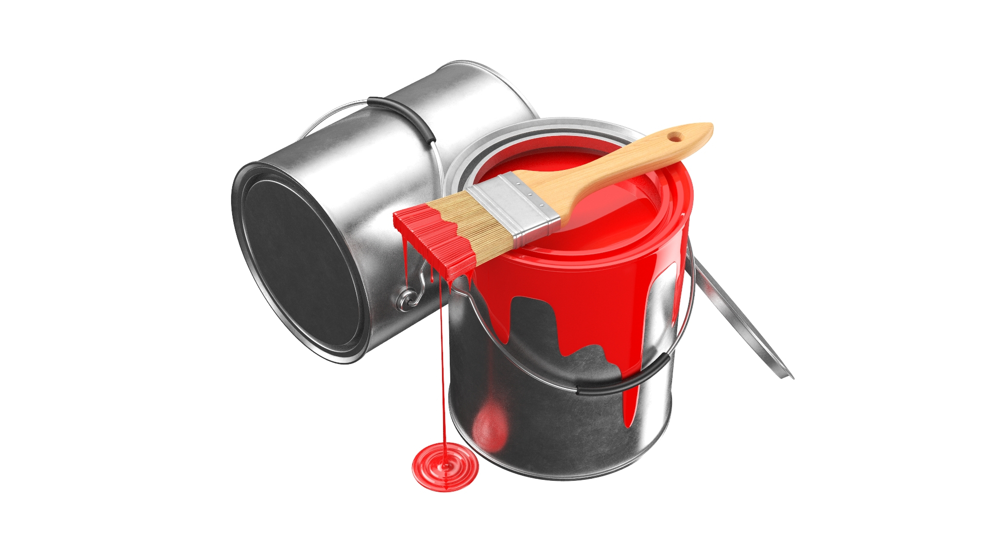 3D Paint Can With Brush - TurboSquid 1877015