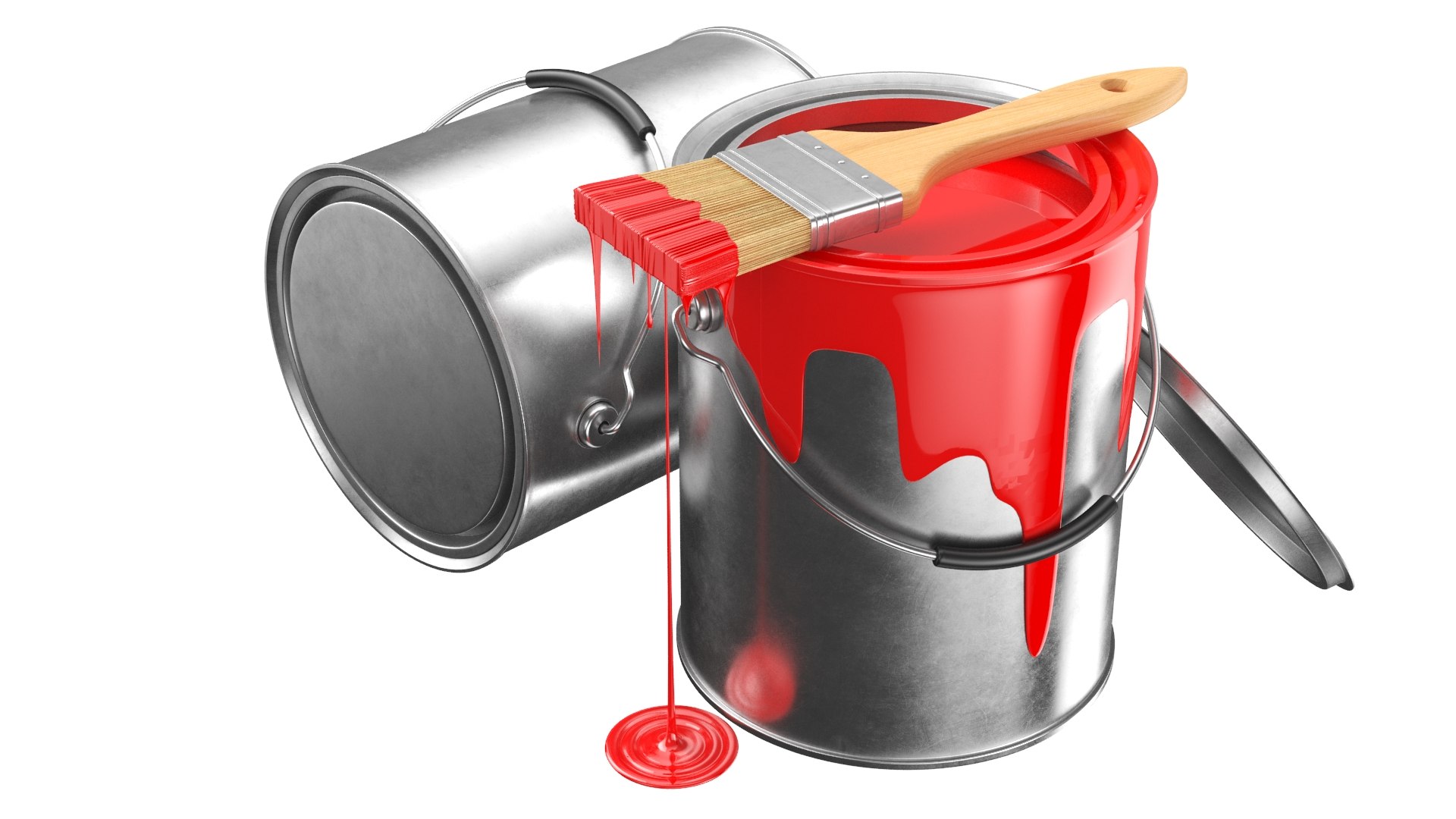 3D Paint Can With Brush - TurboSquid 1877015