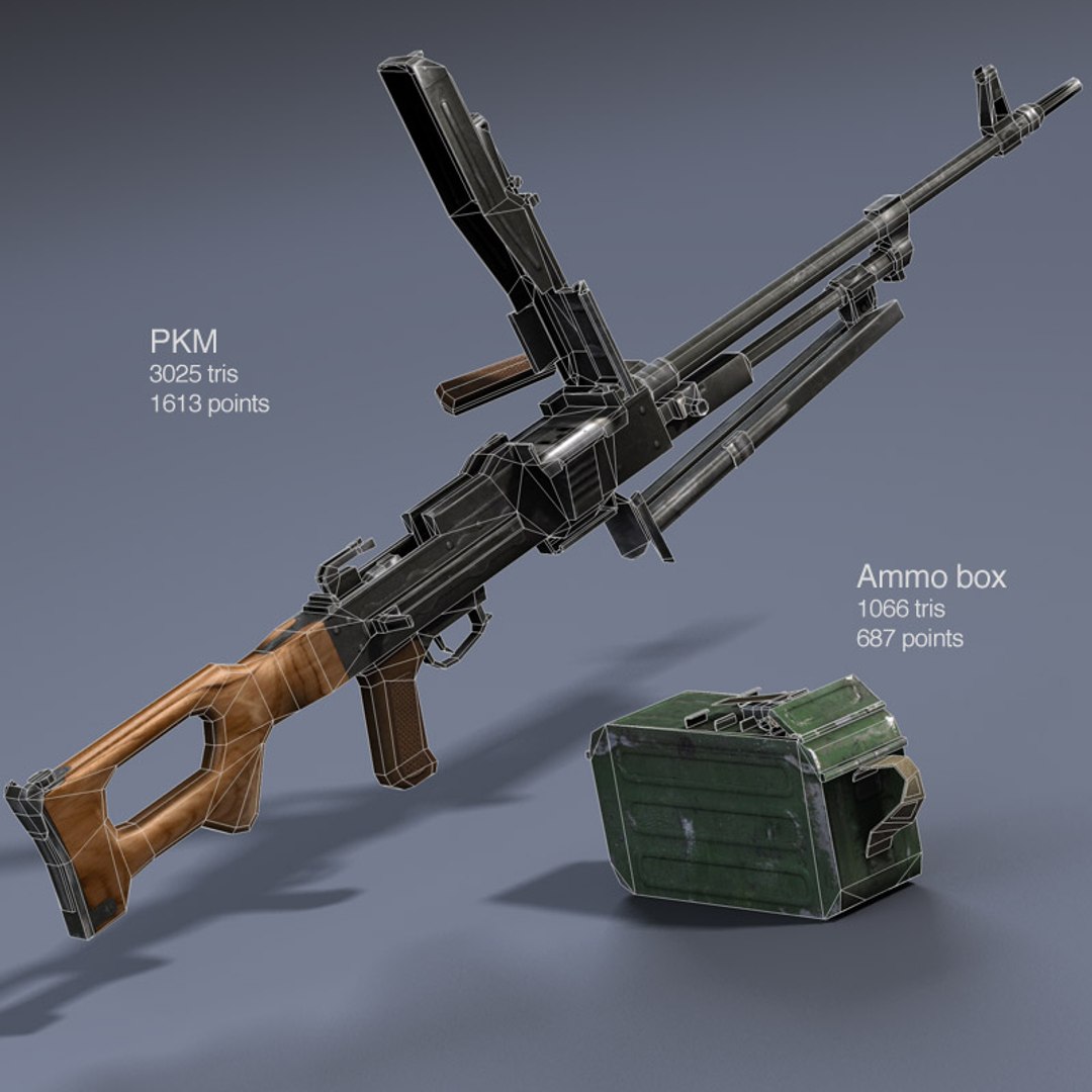 3d Pkm Machine Gun Model