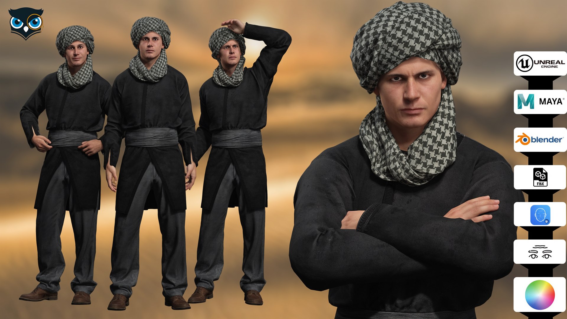 3D Arab Assassin 3D Character Rigged Game Ready - TurboSquid 2352339