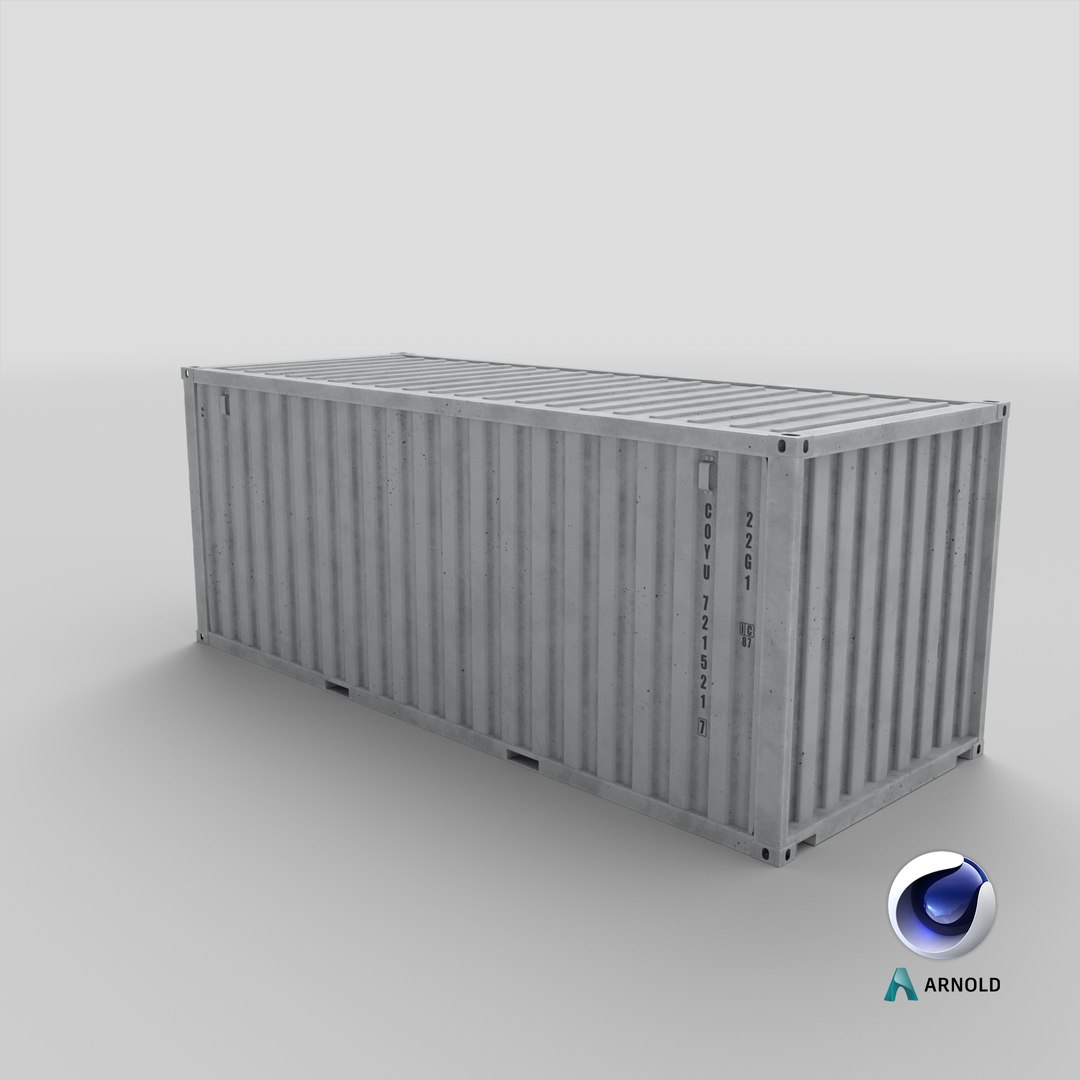 Cargo Containers White Red Blue 20 Ft ISO High And Low Poly PBR LOD 3D ...