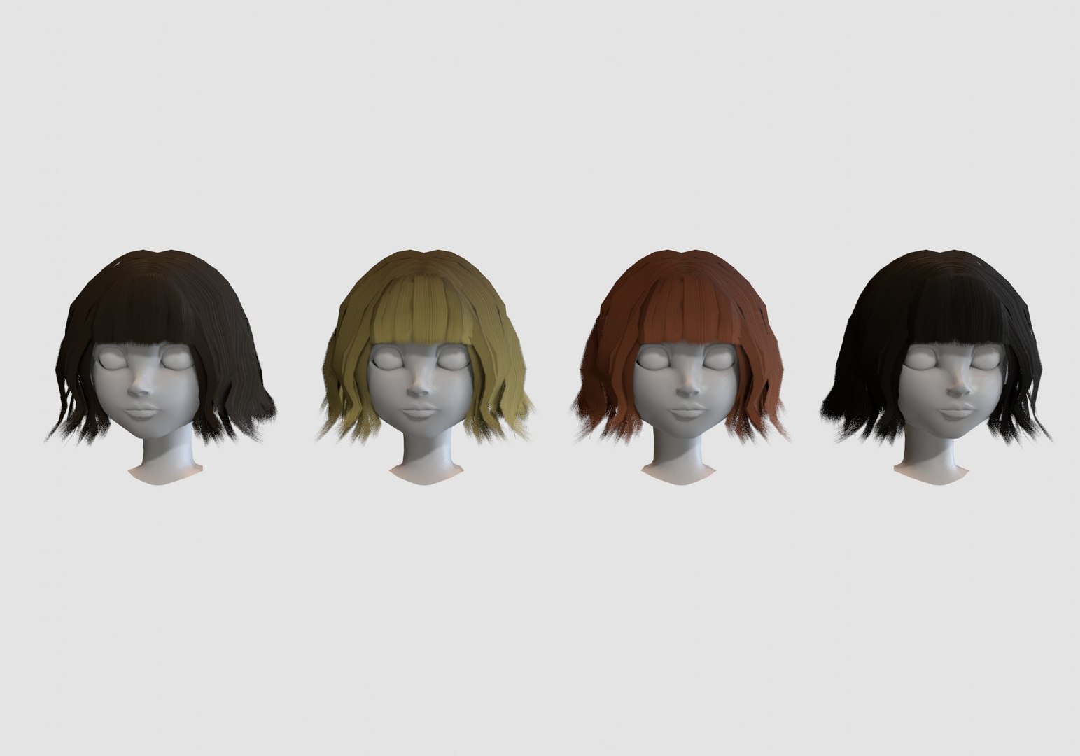 3D hairstyle in 4 colors - TurboSquid 1899602