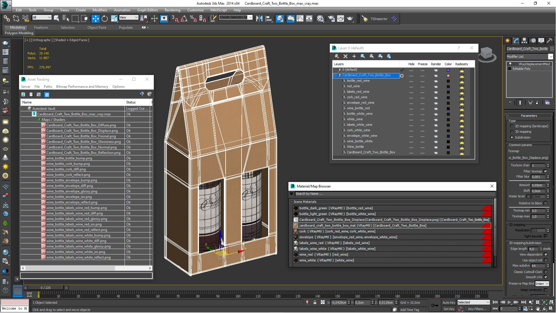 Cardboard Craft Two Bottle Box 3D Model - TurboSquid 2208795