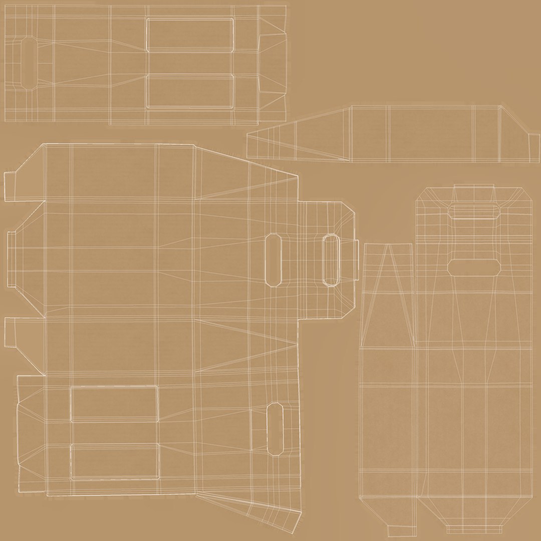 Cardboard Craft Two Bottle Box 3D Model - TurboSquid 2208795