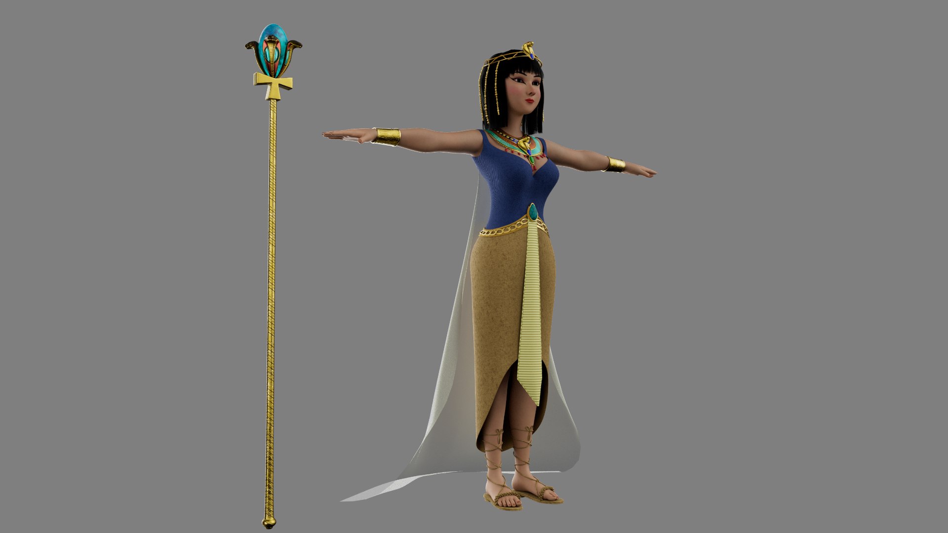 3D Semi-Realistic Egyptian Queen ISABELLA Without Rig - TurboSquid 2298516