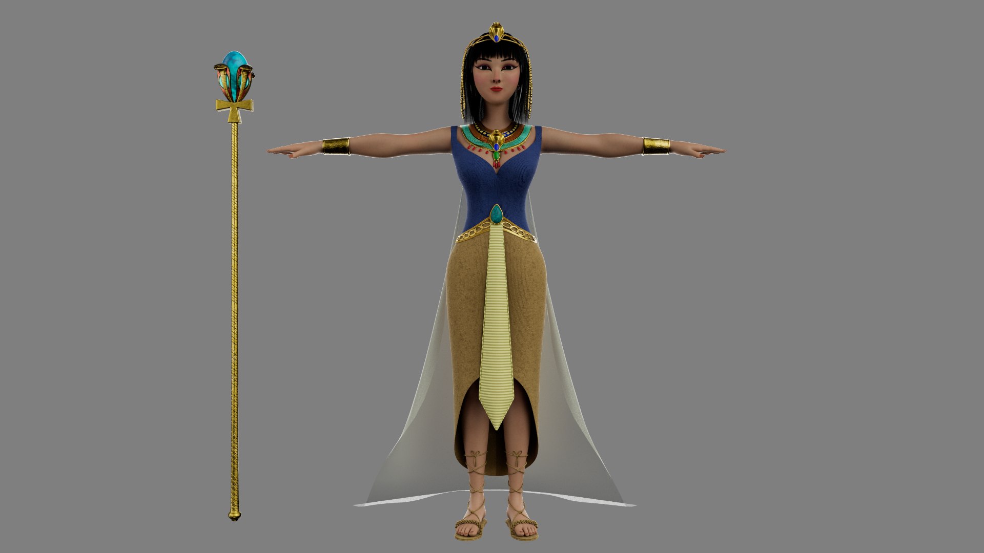 3D Semi-Realistic Egyptian Queen ISABELLA Without Rig - TurboSquid 2298516