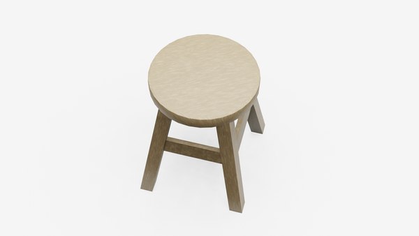 3D Oak Wooden Stool Low Poly 3D Model - TurboSquid 2041253