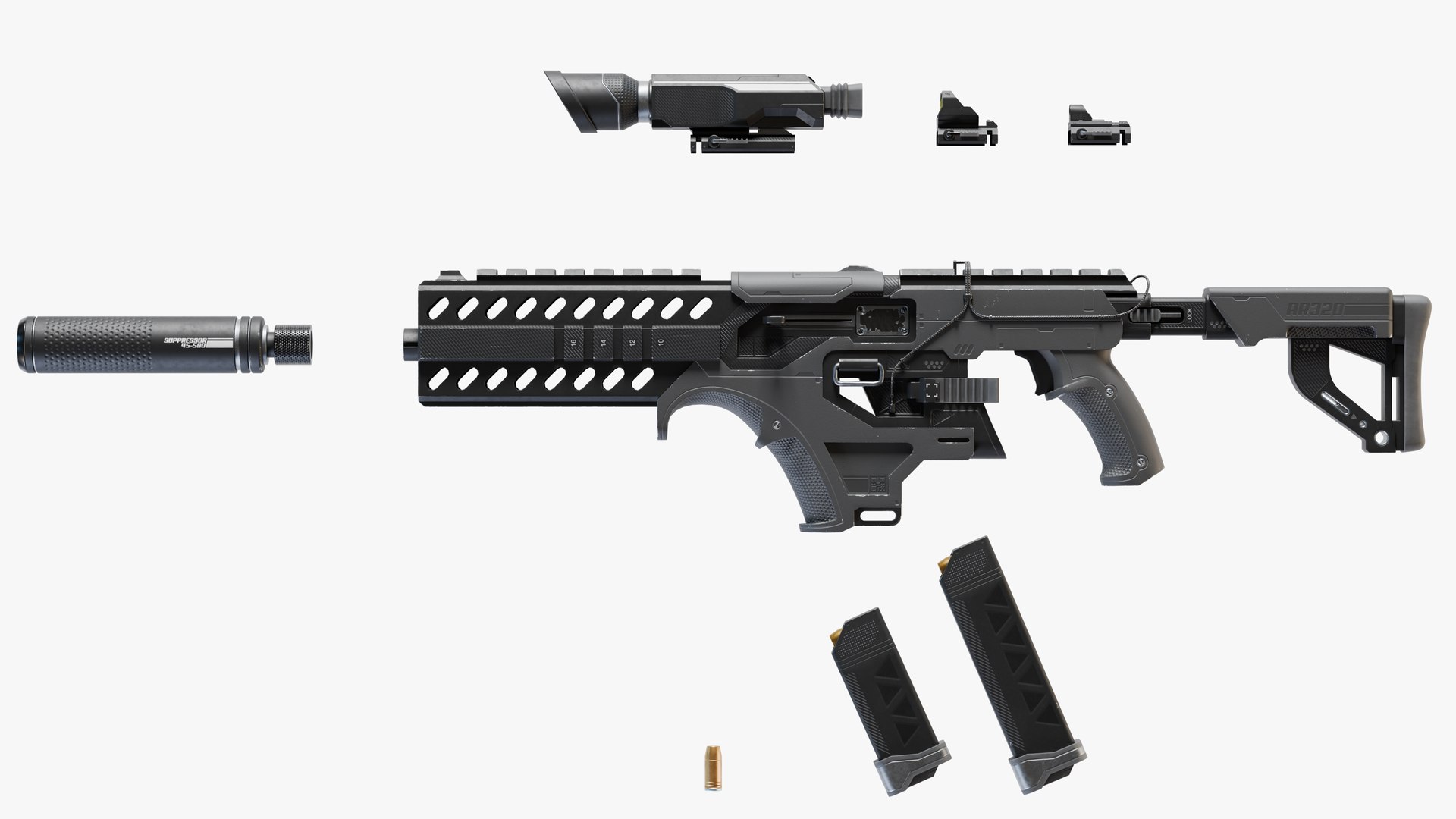 3D Futuristic Assault Rifle Model - TurboSquid 2390737