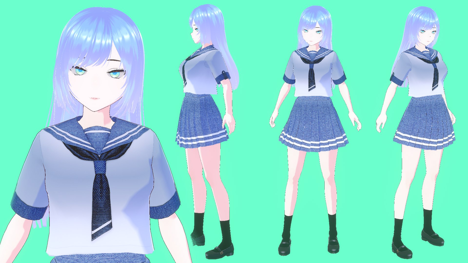 Anime School Girl VTUBER Animation And Game Ready 3D Model - TurboSquid ...