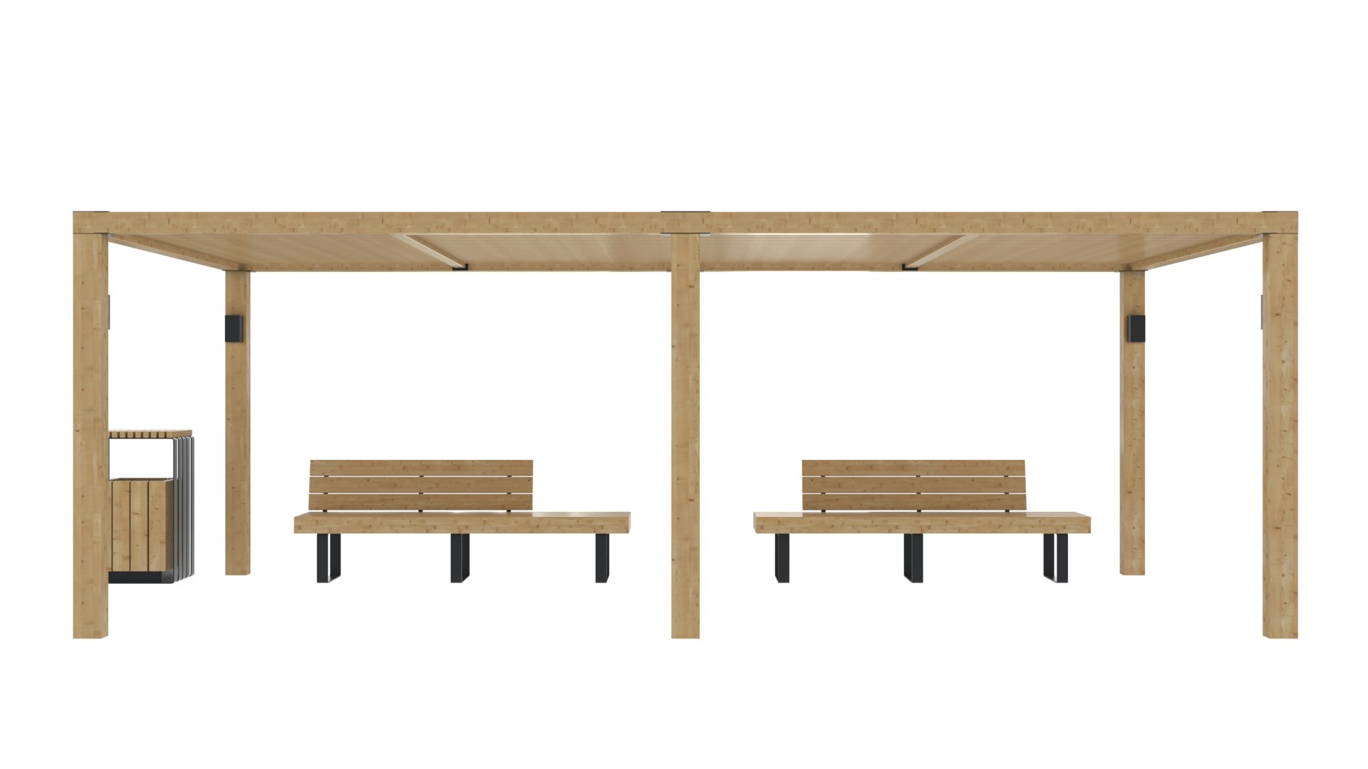 Pergola Bench Dustbin Set 3D - TurboSquid 2135617