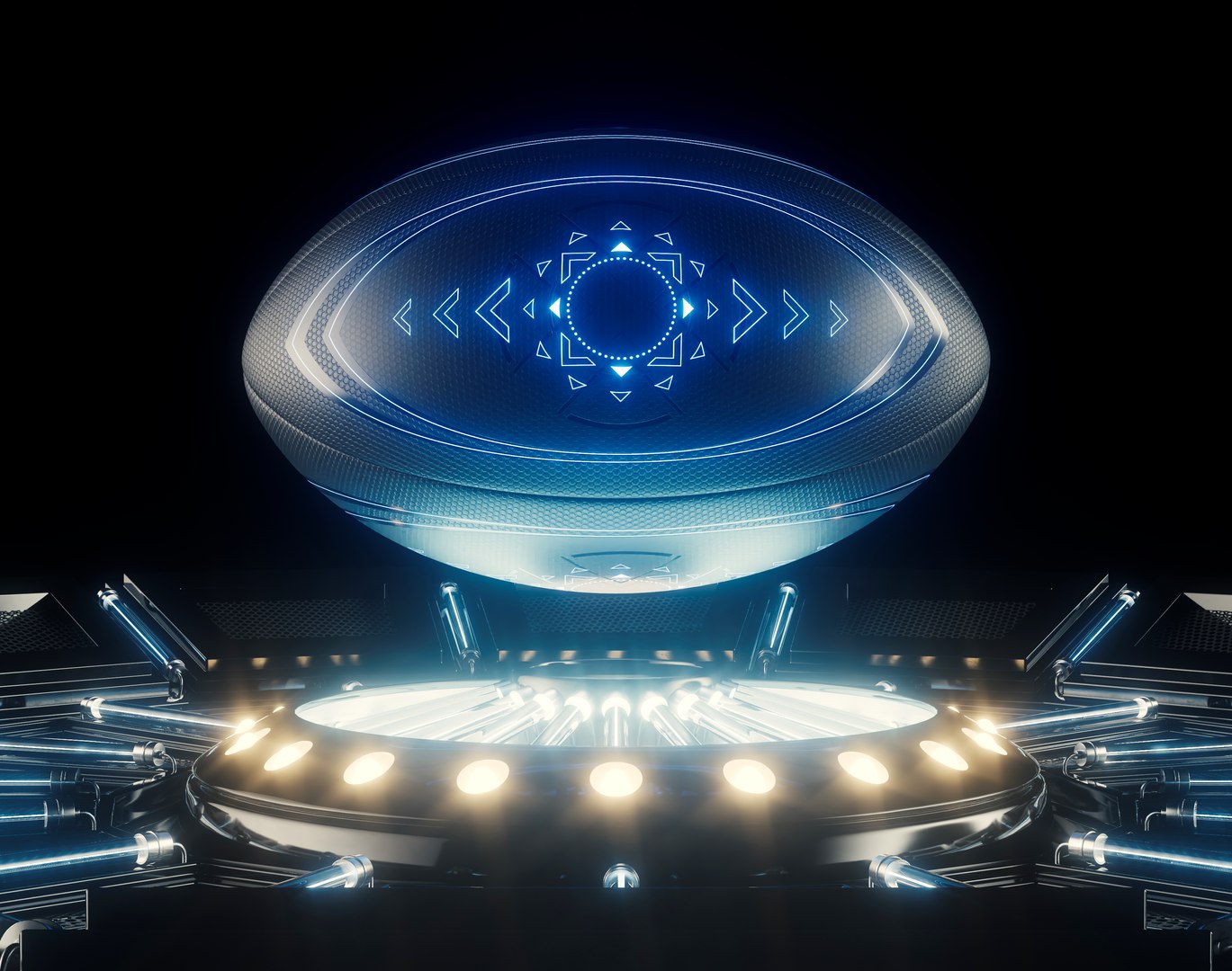 3D Futuristic Rugby Ball And Stage Model - TurboSquid 2085744