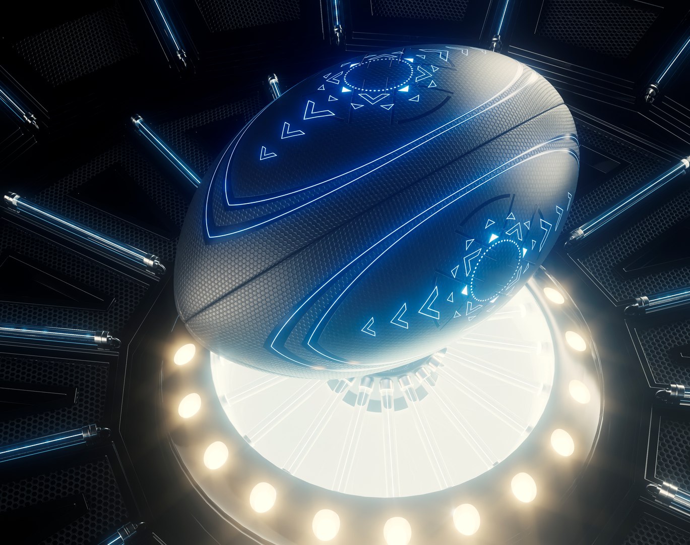 3D Futuristic Rugby Ball And Stage Model - TurboSquid 2085744