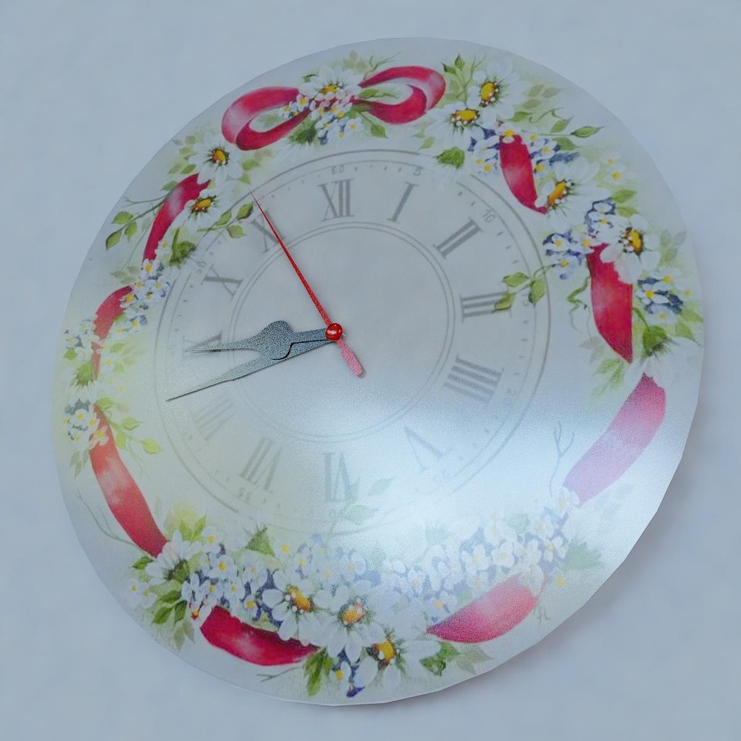 Wall Clock Flower Design 3d Model