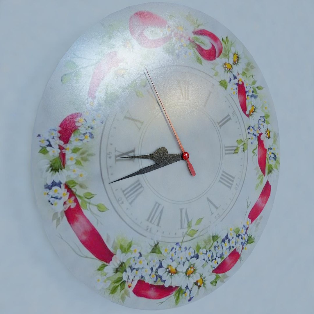 Wall Clock Flower Design 3d Model
