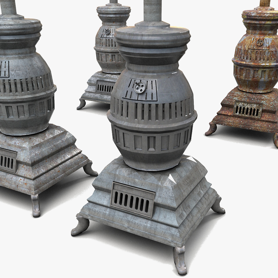 3d model stove old metal