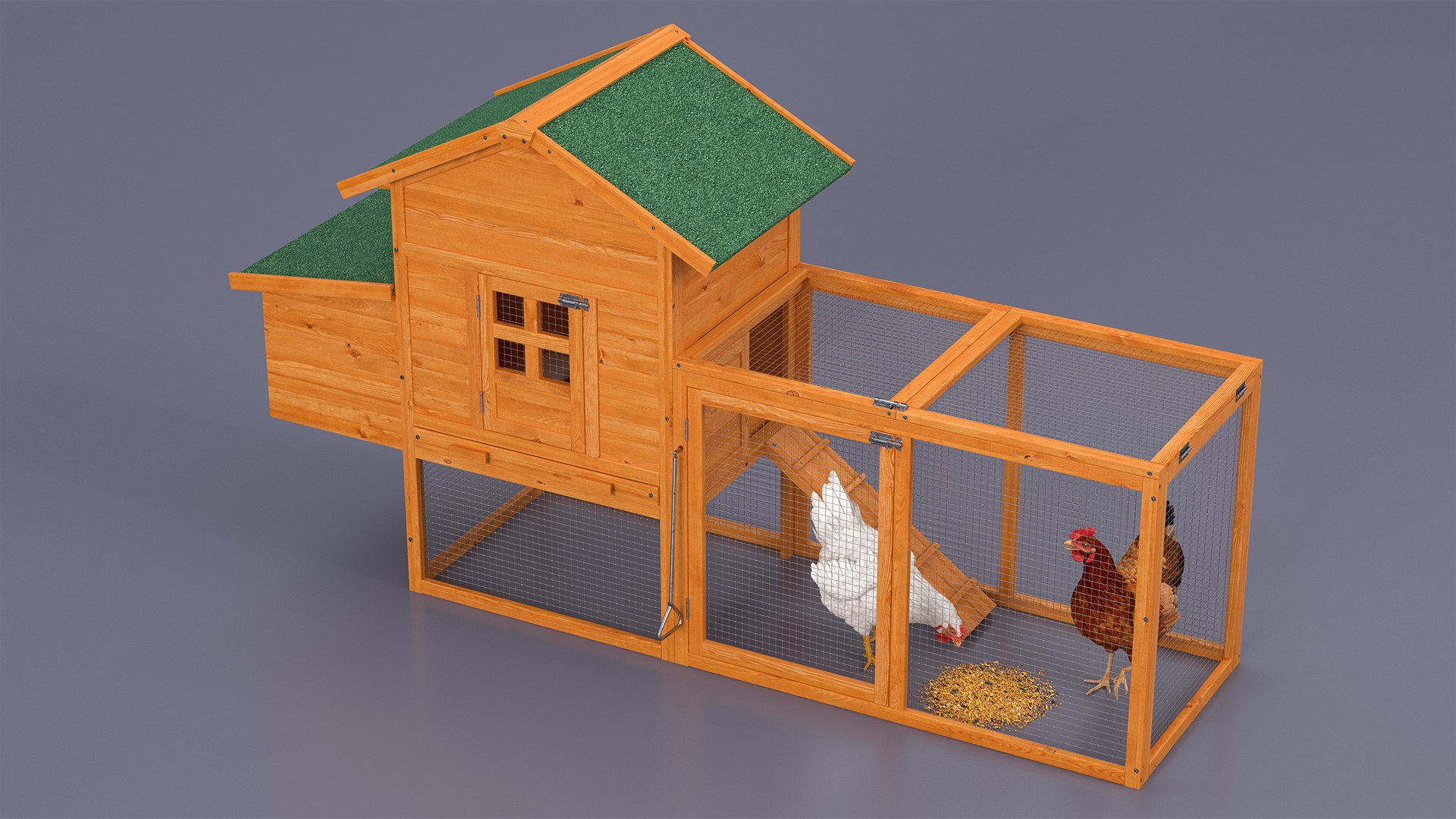 Wooden Small Chicken Coop With Chickens 3D - TurboSquid 1849826