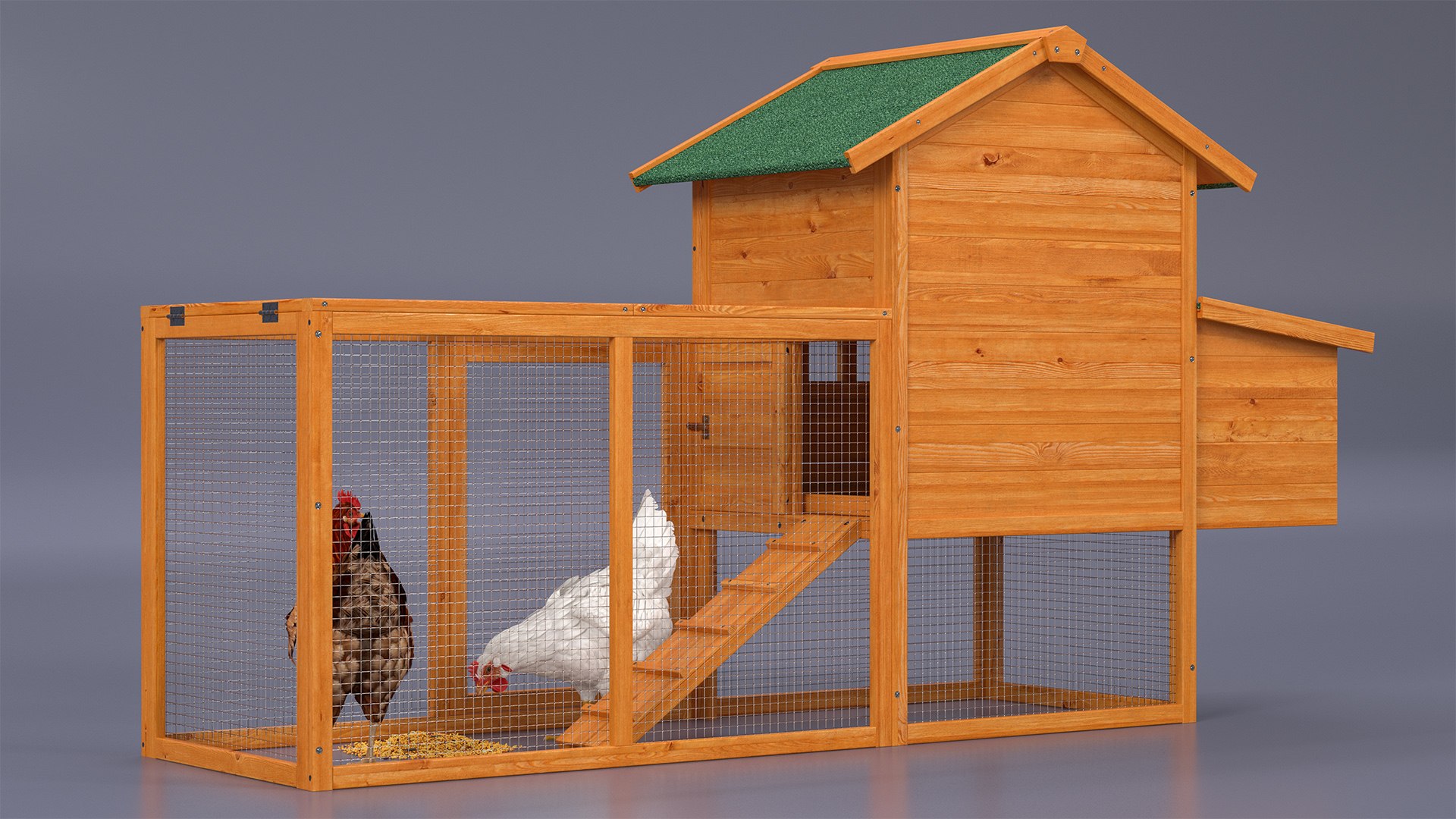 Wooden Small Chicken Coop With Chickens 3D - TurboSquid 1849826