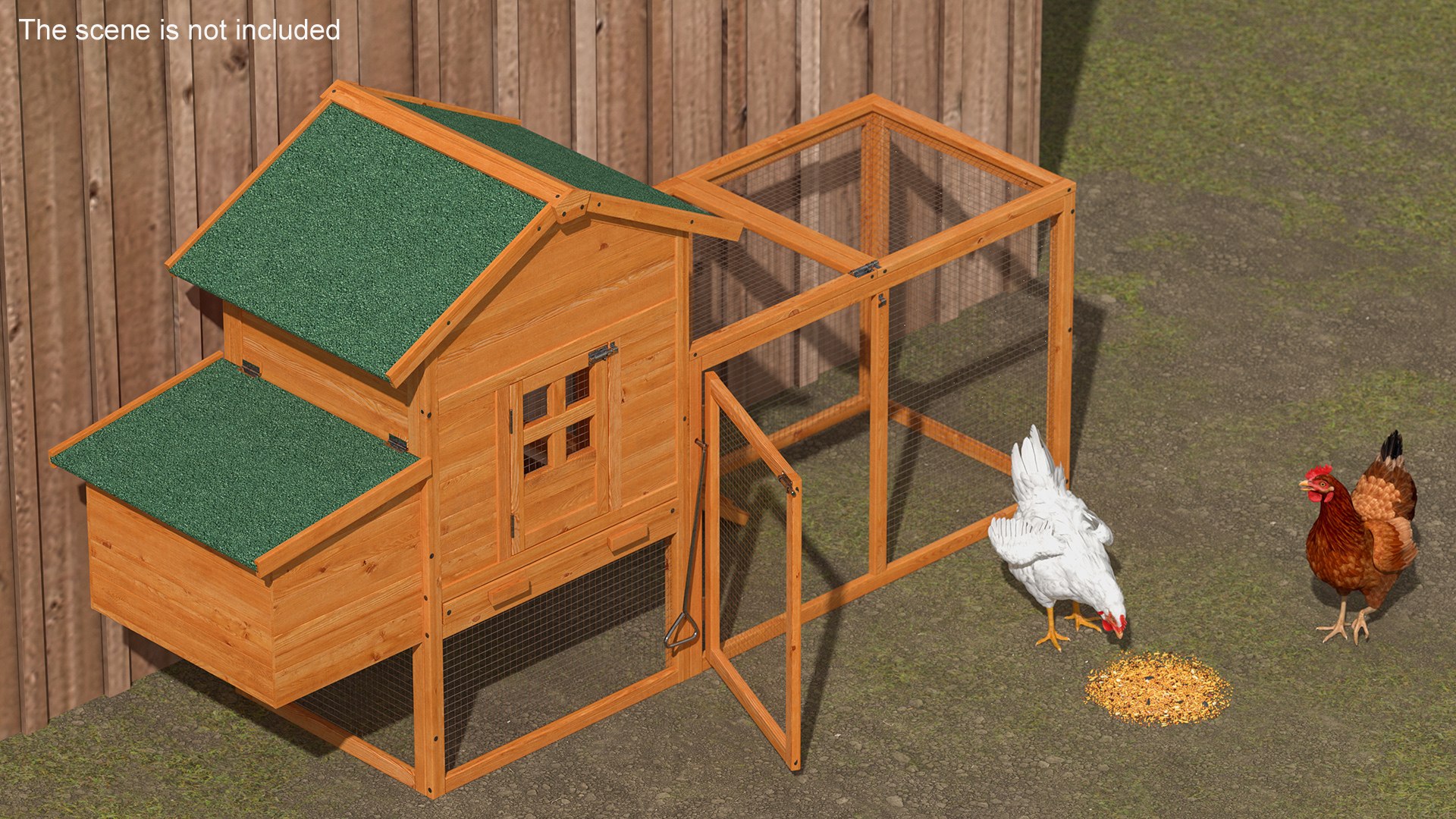 Wooden Small Chicken Coop With Chickens 3D - TurboSquid 1849826