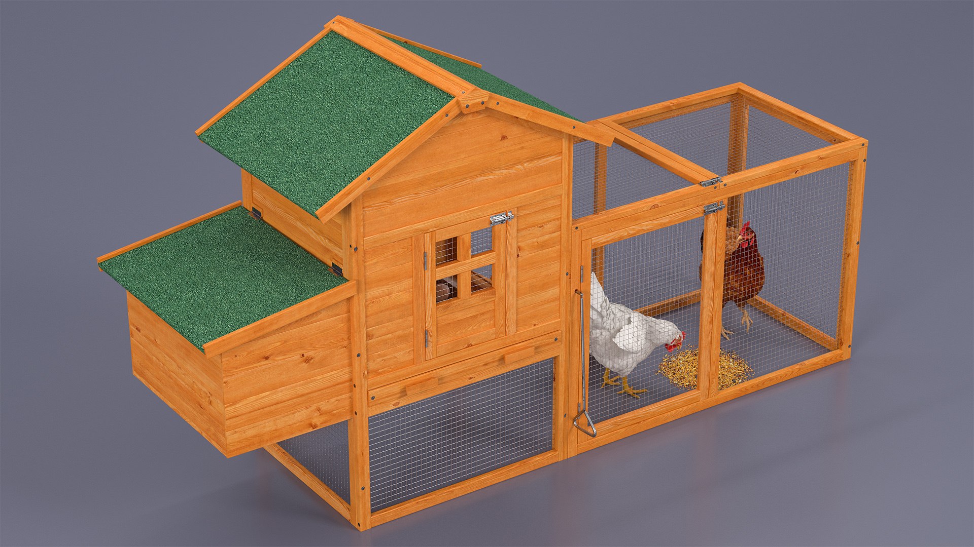 Wooden Small Chicken Coop With Chickens 3D - TurboSquid 1849826