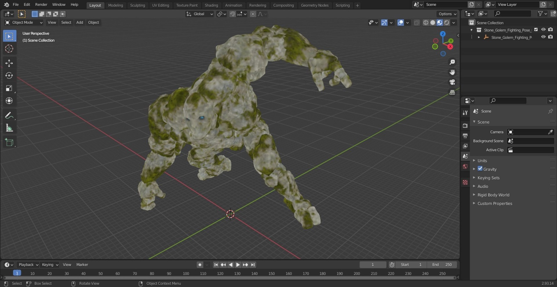 Stone Golem Fighting Pose 3D - TurboSquid 2031292