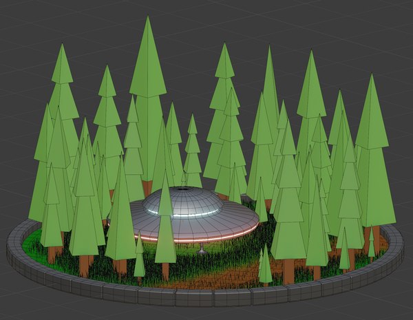 3D model UFO in the forestb low-poly - TurboSquid 1844673