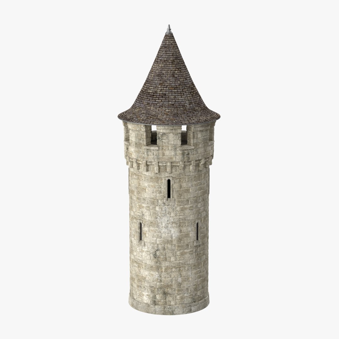 3d 3 Turrets Roof Model
