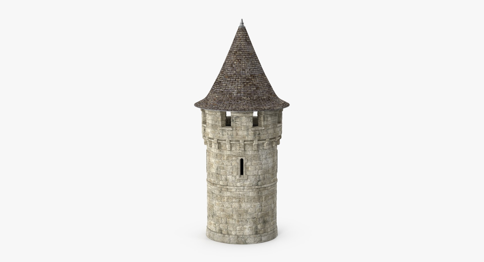 3d 3 Turrets Roof Model