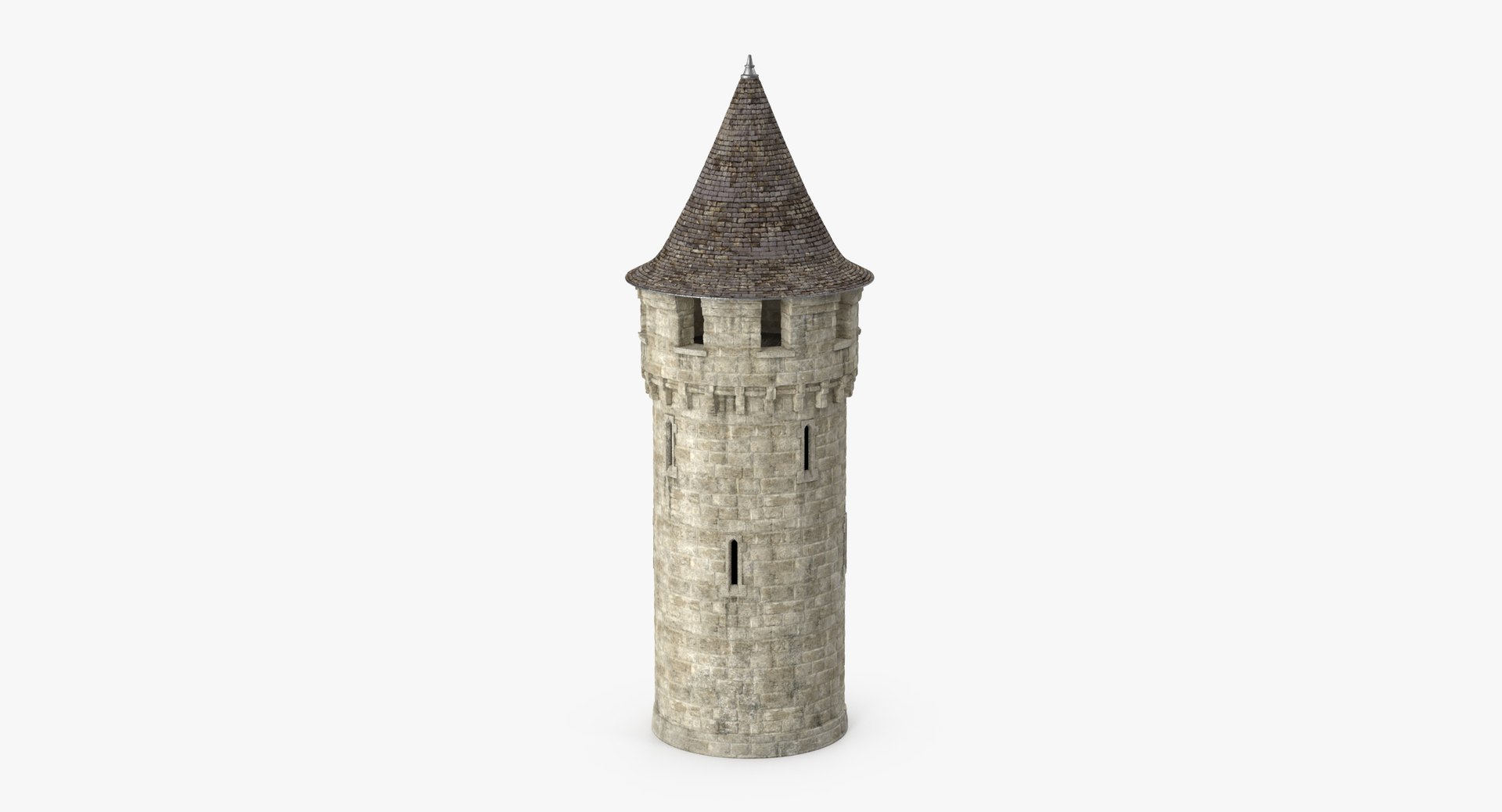 3d 3 Turrets Roof Model