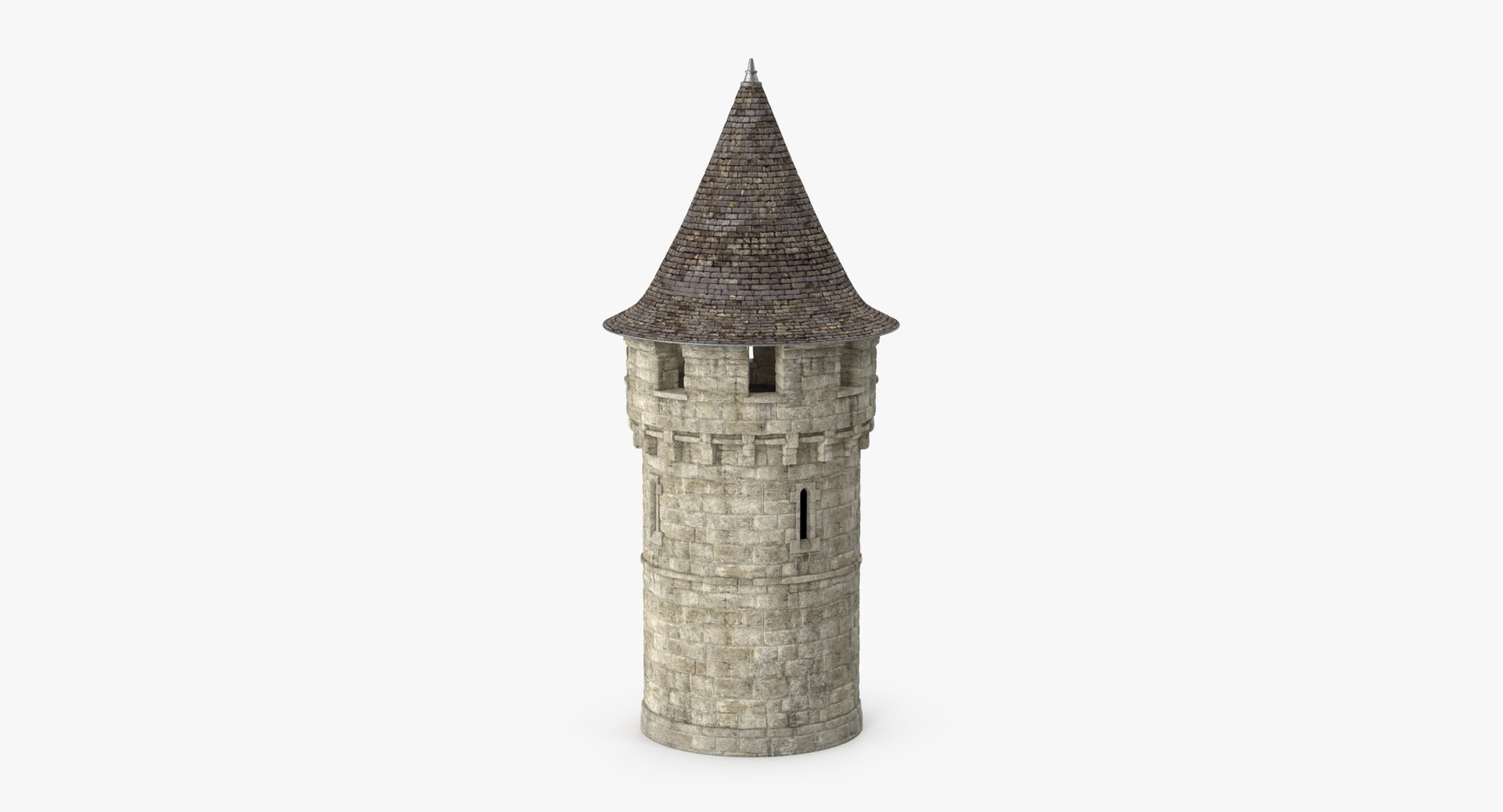 3d 3 Turrets Roof Model