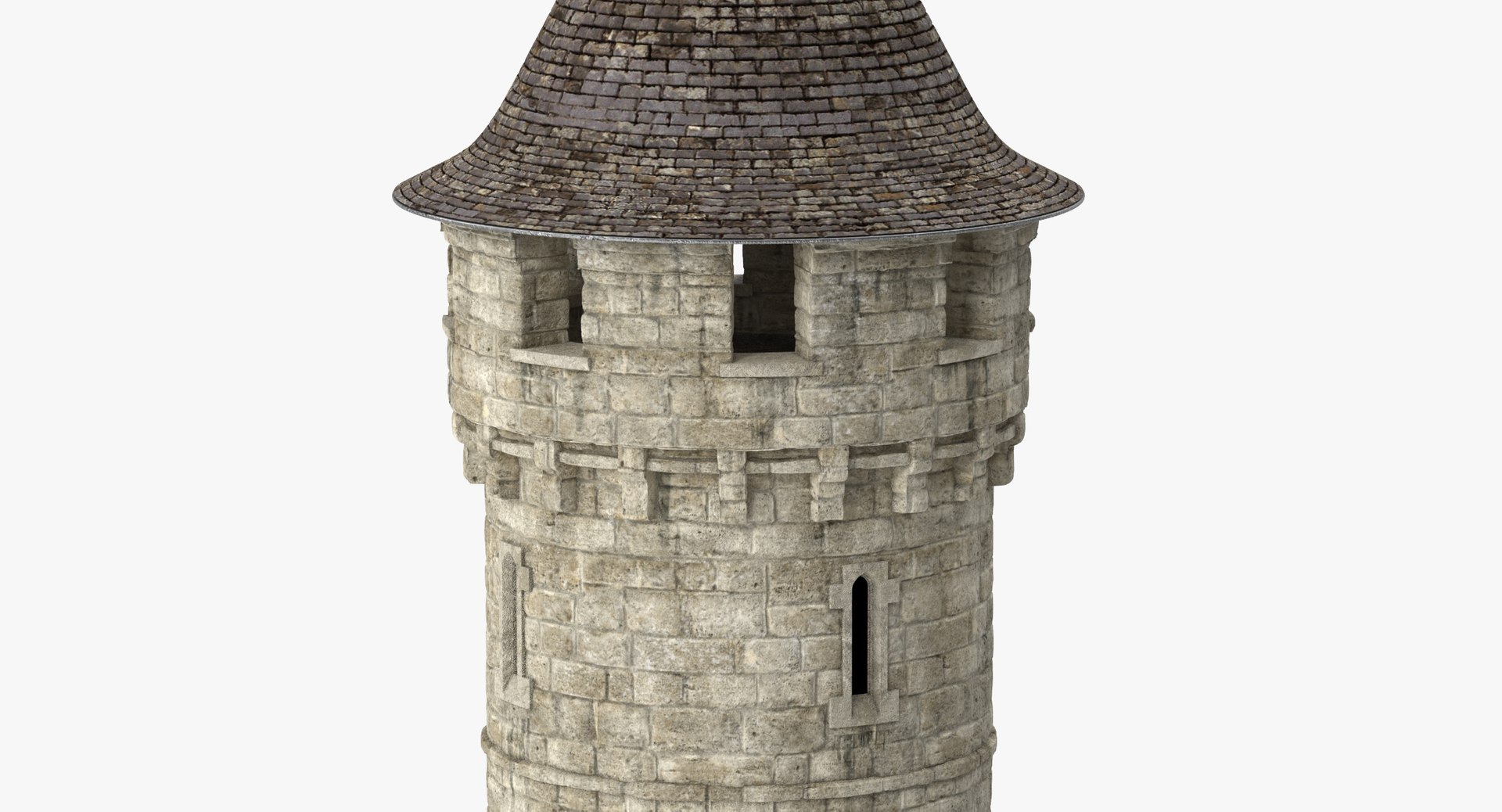 3d 3 Turrets Roof Model