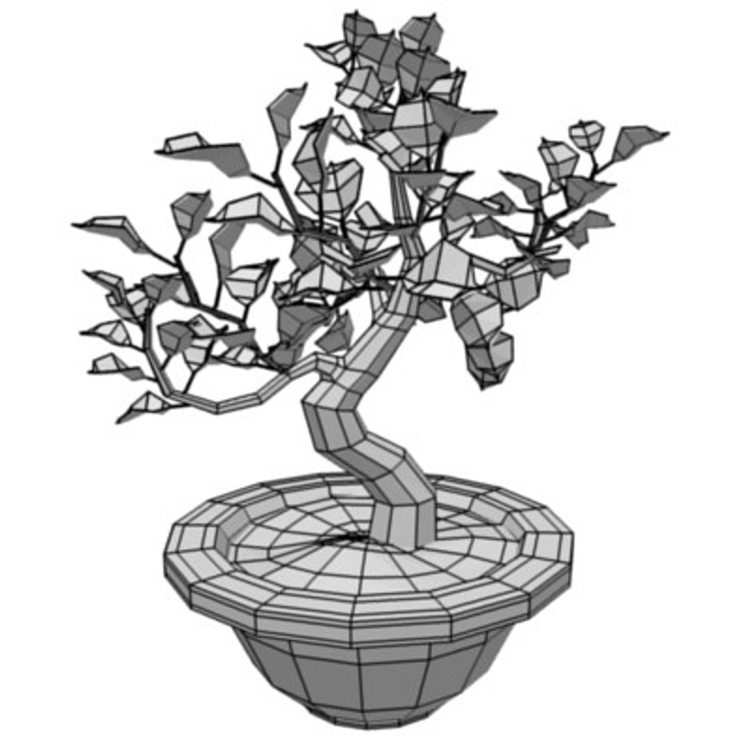 4 bonsai trees 3d max