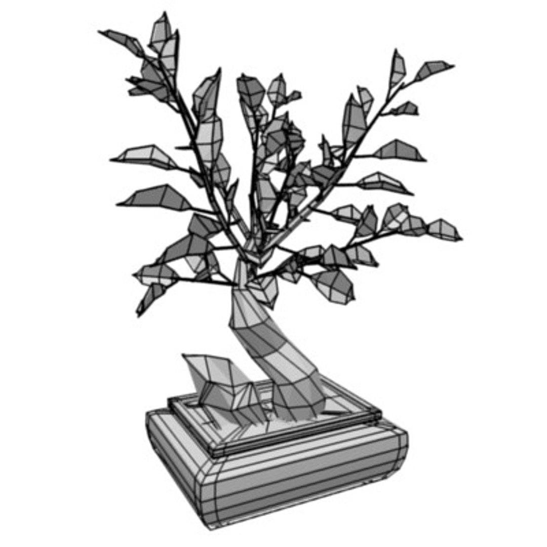 4 bonsai trees 3d max