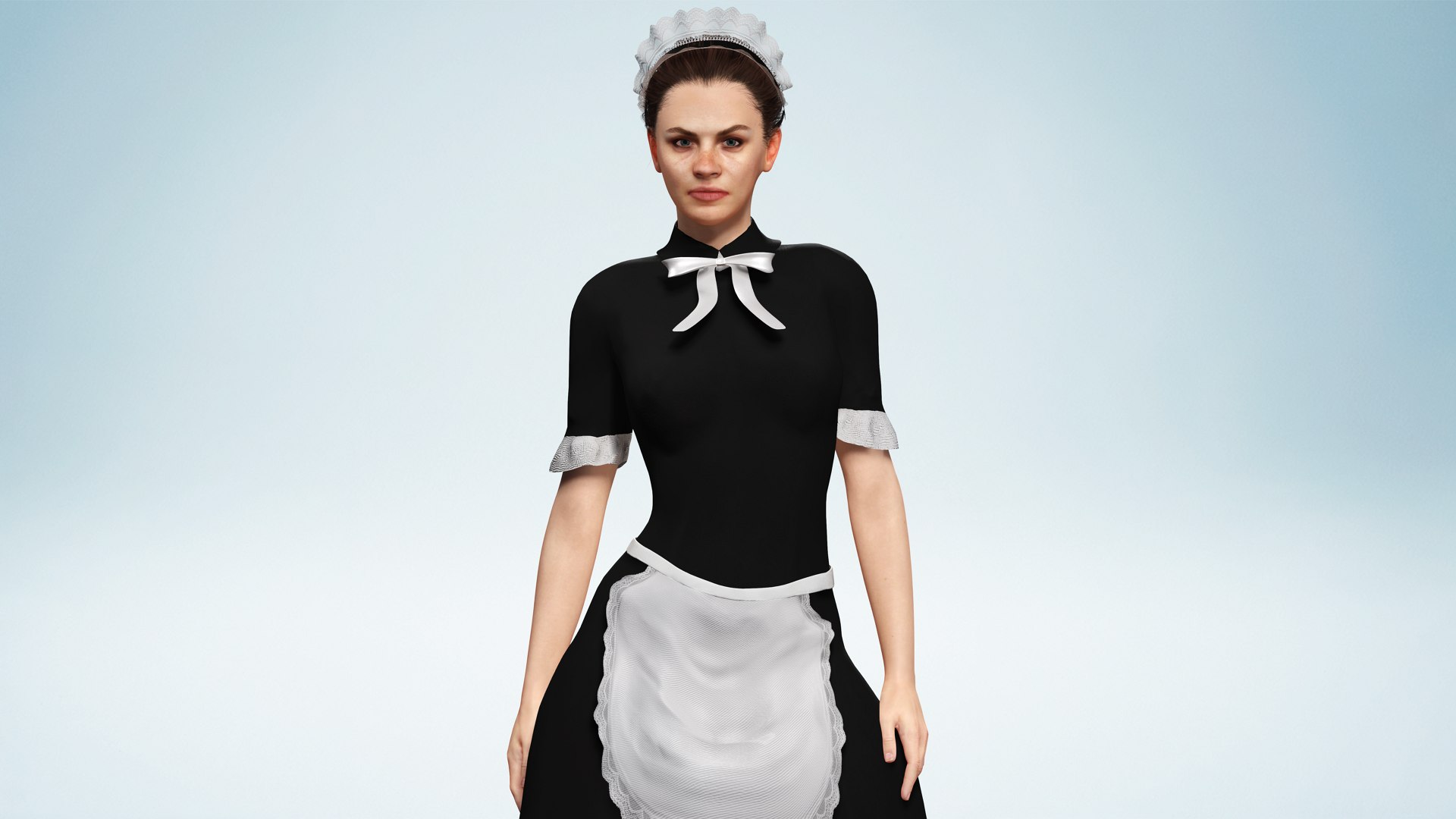 Realistic Maid Woman Character Model Housekeeper Model - TurboSquid 2428380