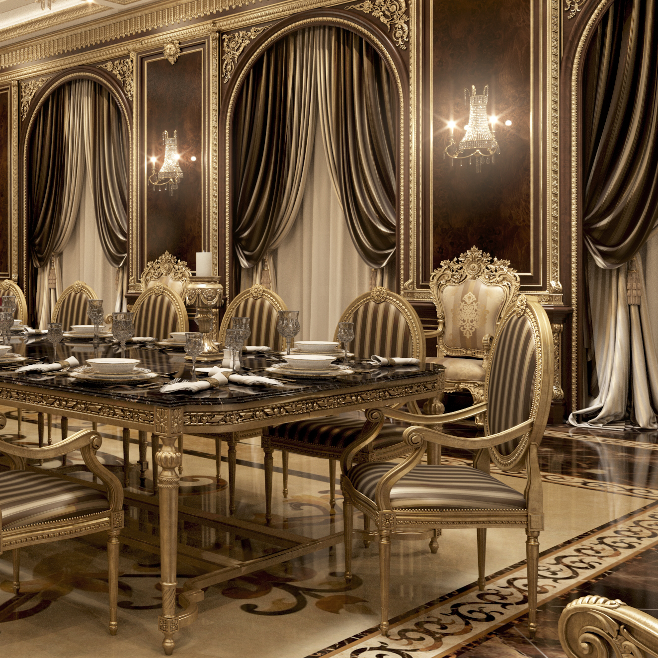 3d scene luxurious rooms