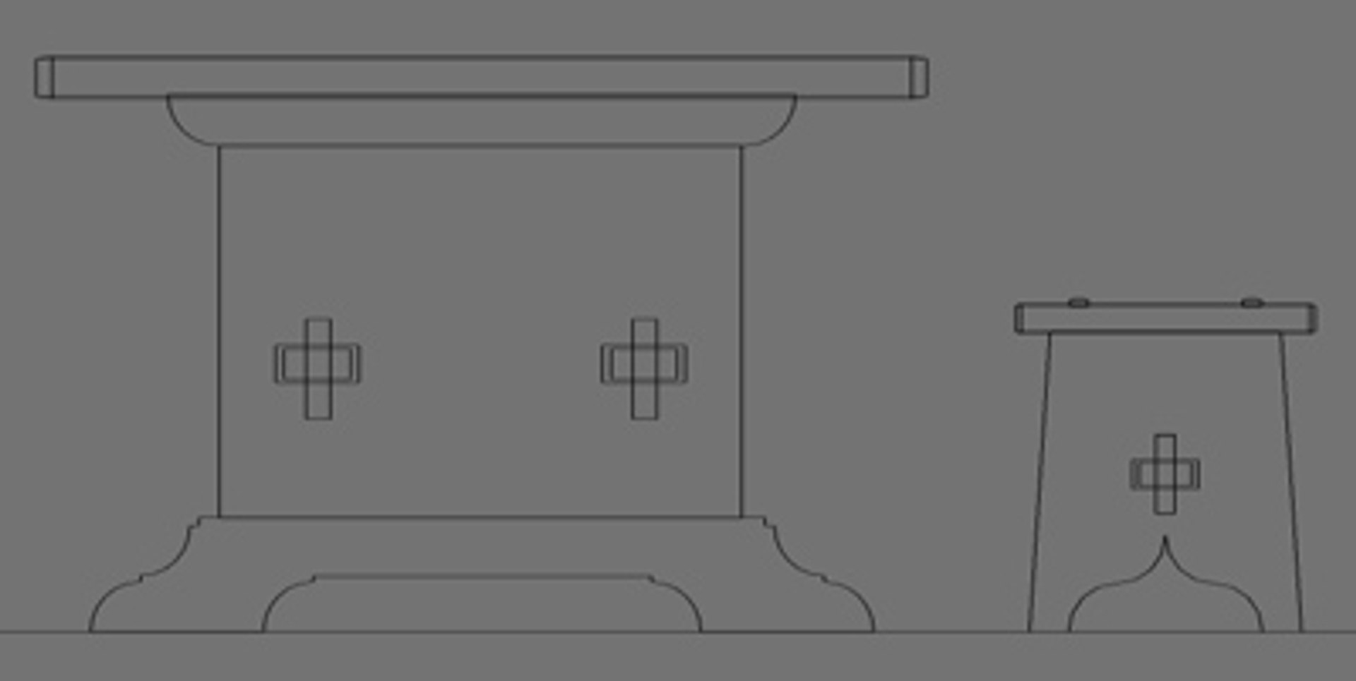 Blender Medieval Bench Trestle Table