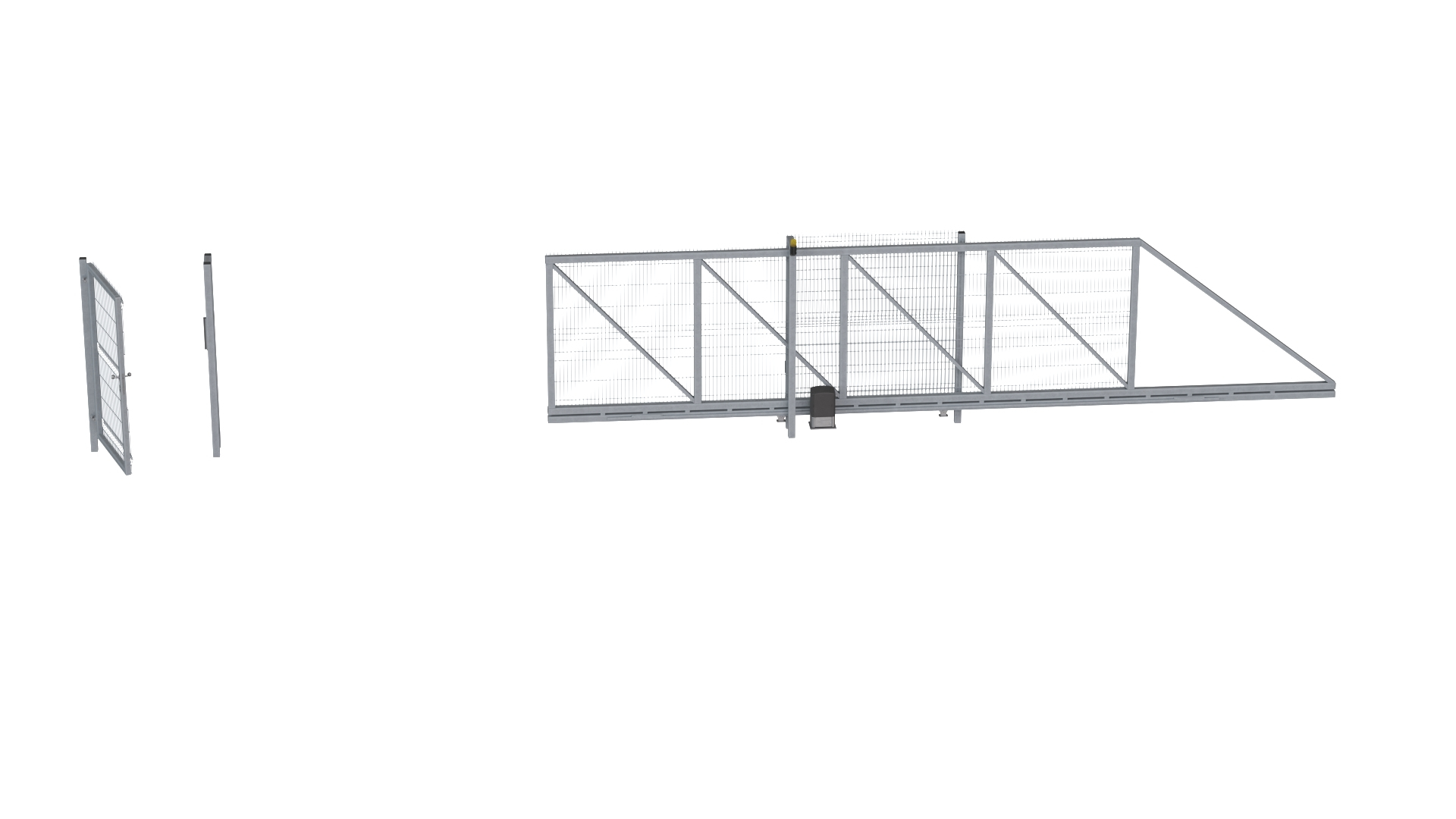 3D Security Rolling Gates With Fence Open Model - TurboSquid 2344167