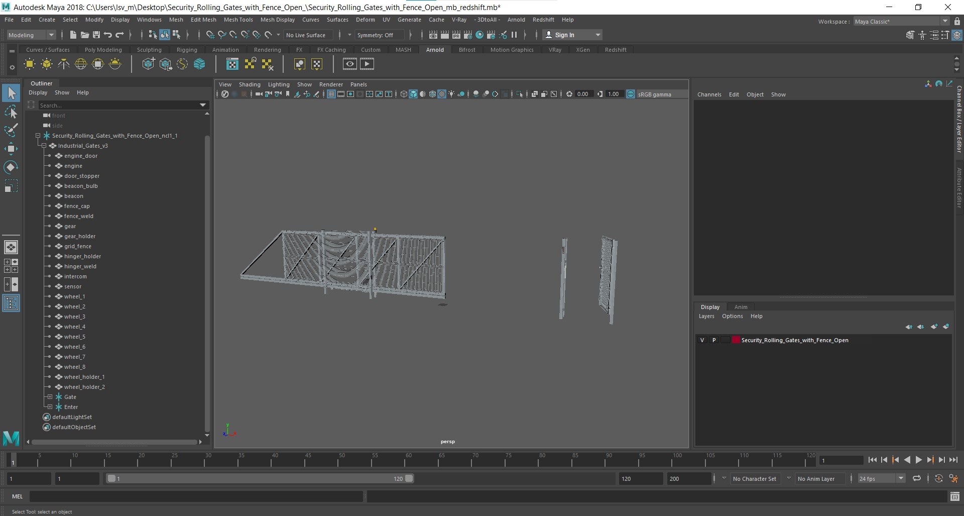 3D Security Rolling Gates With Fence Open Model - TurboSquid 2344167