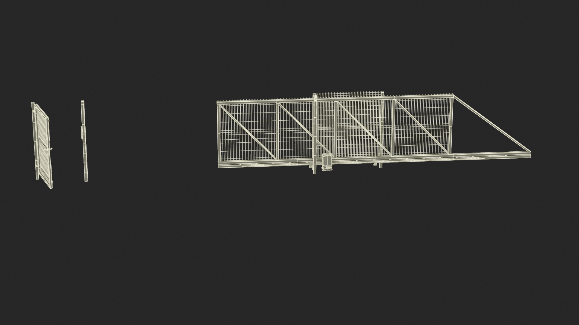 3D Security Rolling Gates With Fence Open Model - TurboSquid 2344167