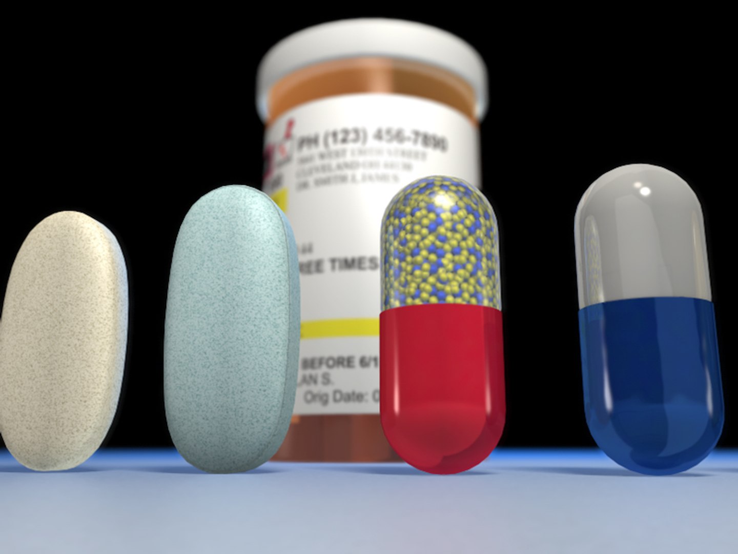3d Model Medication Pills Capsules