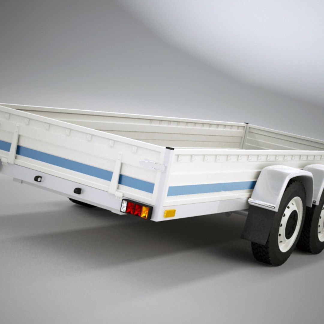 3d small 4 wheel trailer model