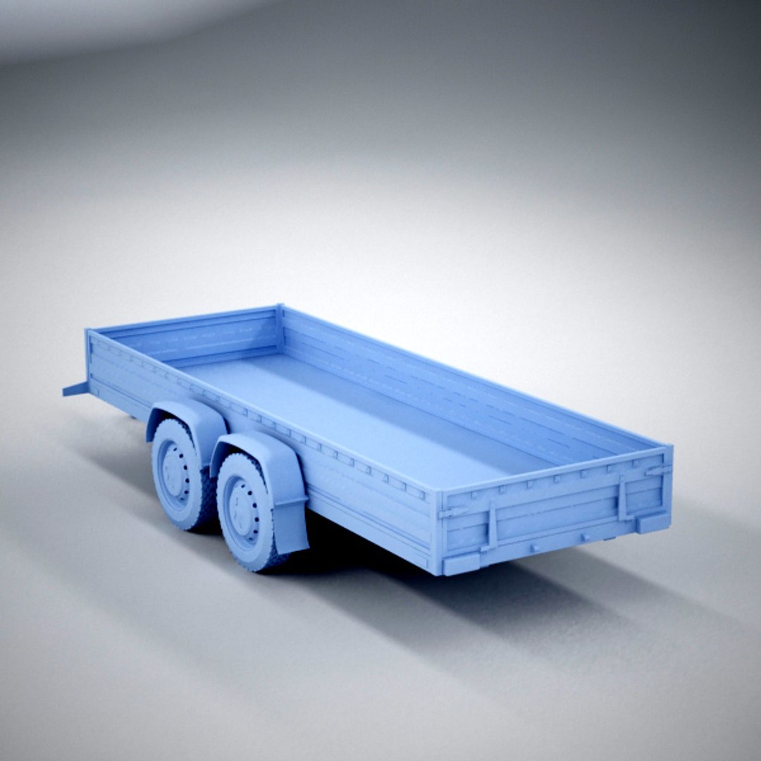 3d small 4 wheel trailer model