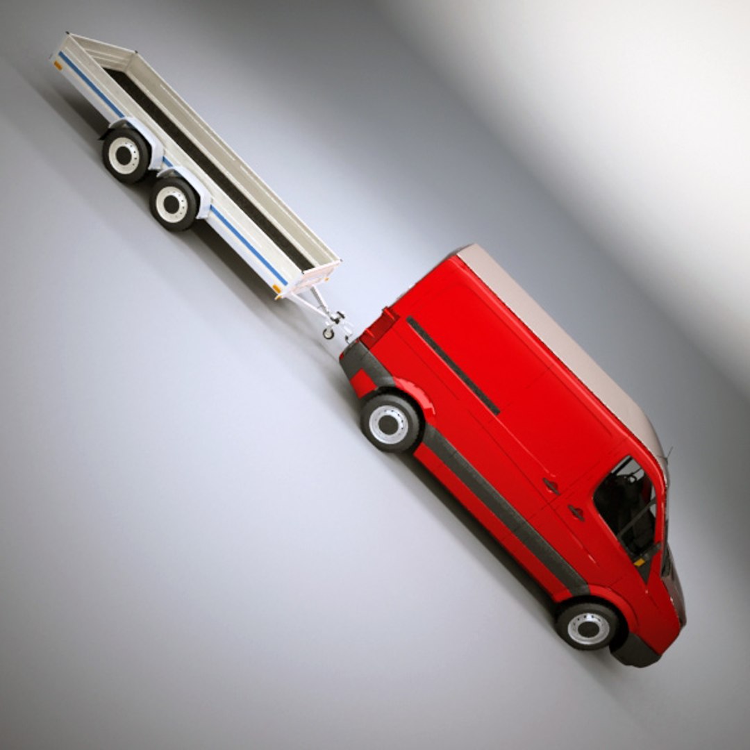 3d small 4 wheel trailer model