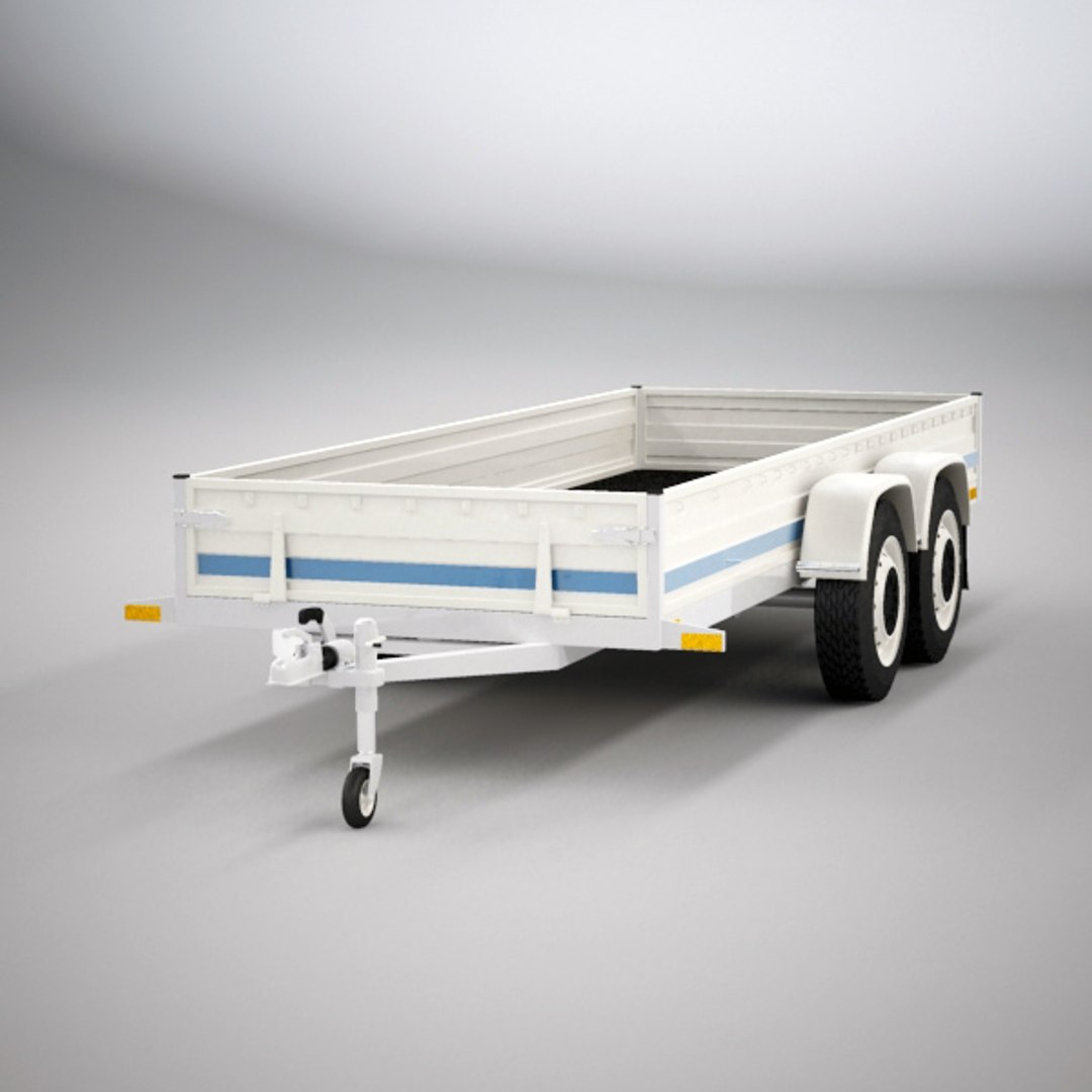 3d small 4 wheel trailer model