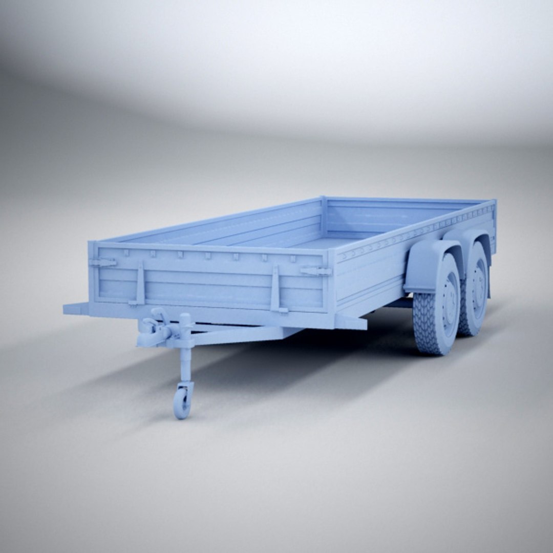 3d small 4 wheel trailer model