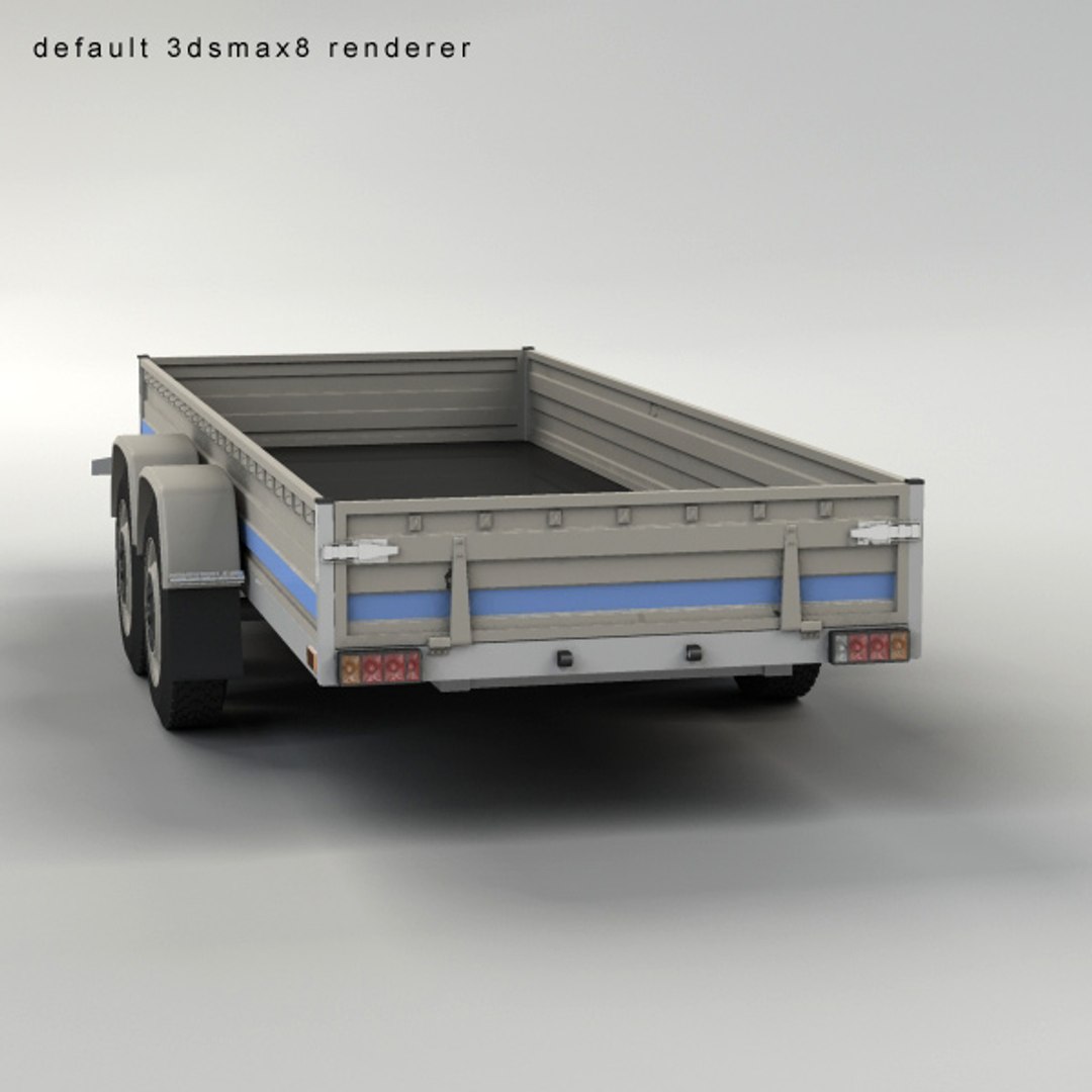 3d small 4 wheel trailer model