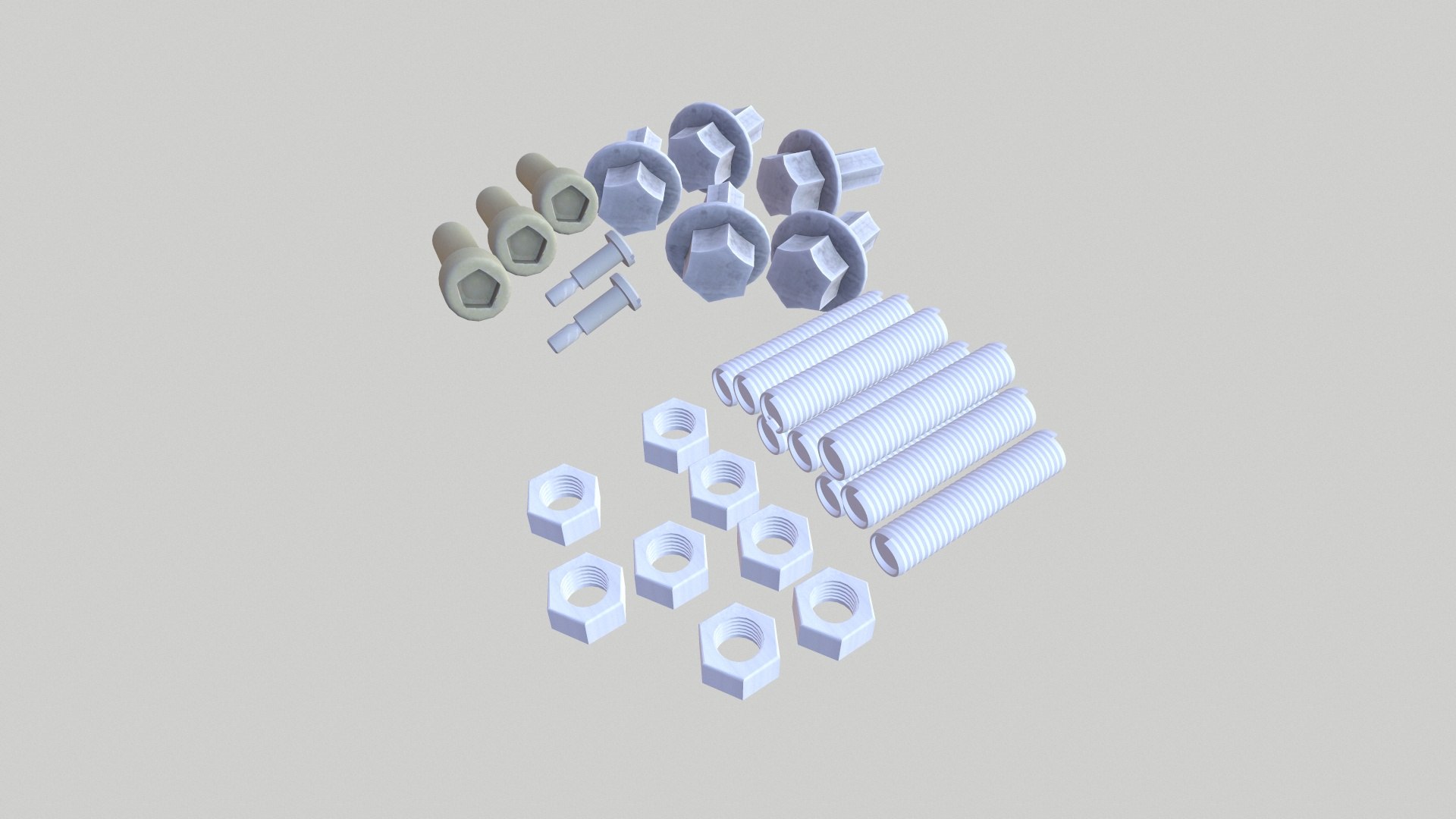 3D Nut Bolts Model - TurboSquid 2352052
