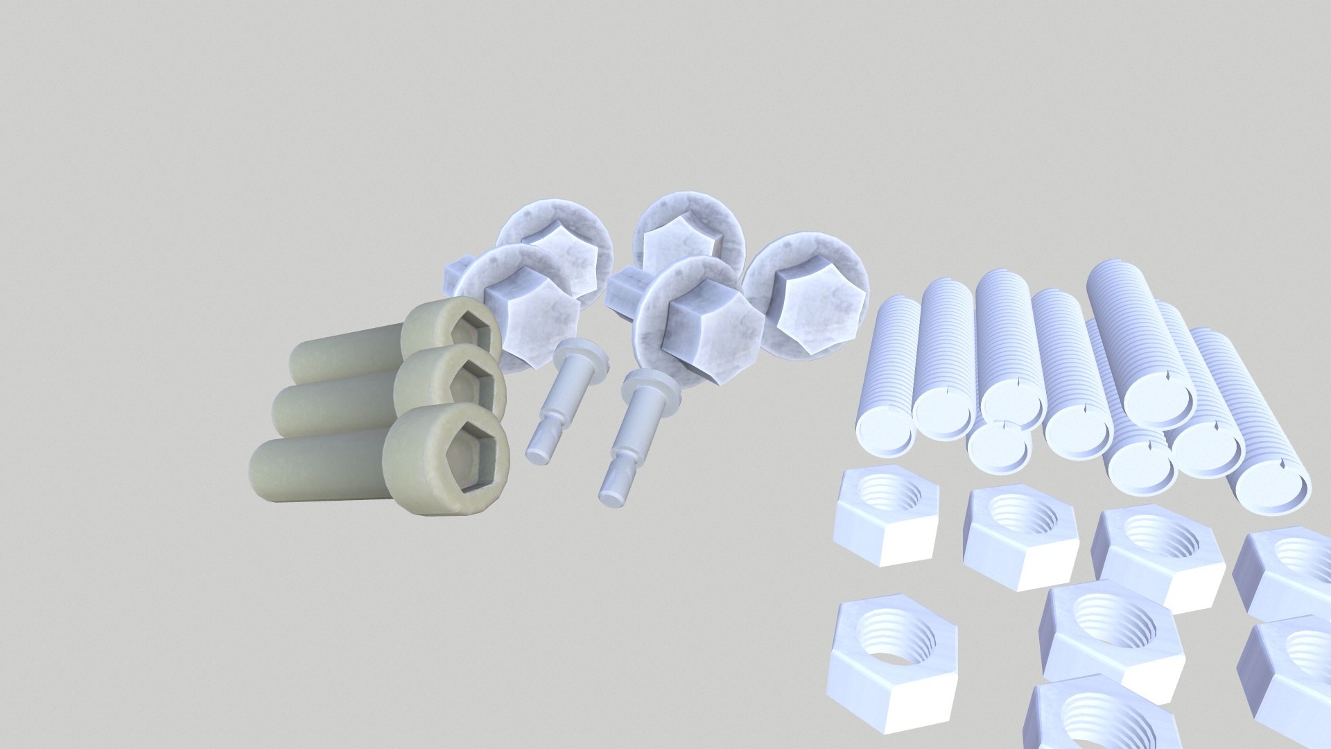 3D Nut Bolts Model - TurboSquid 2352052