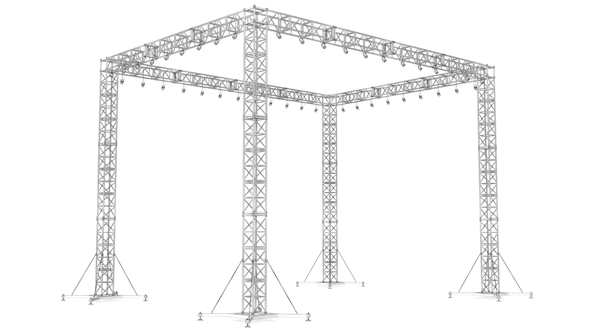 Stage Truss System With LED Lights 1 3D Model - TurboSquid 2282445