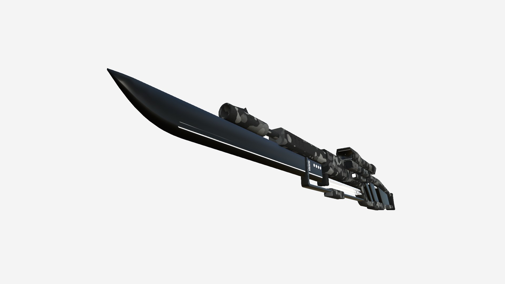 SciFi Sniper Gunblade A08 Black Camouflage - Fiction Weaponry 3D model ...
