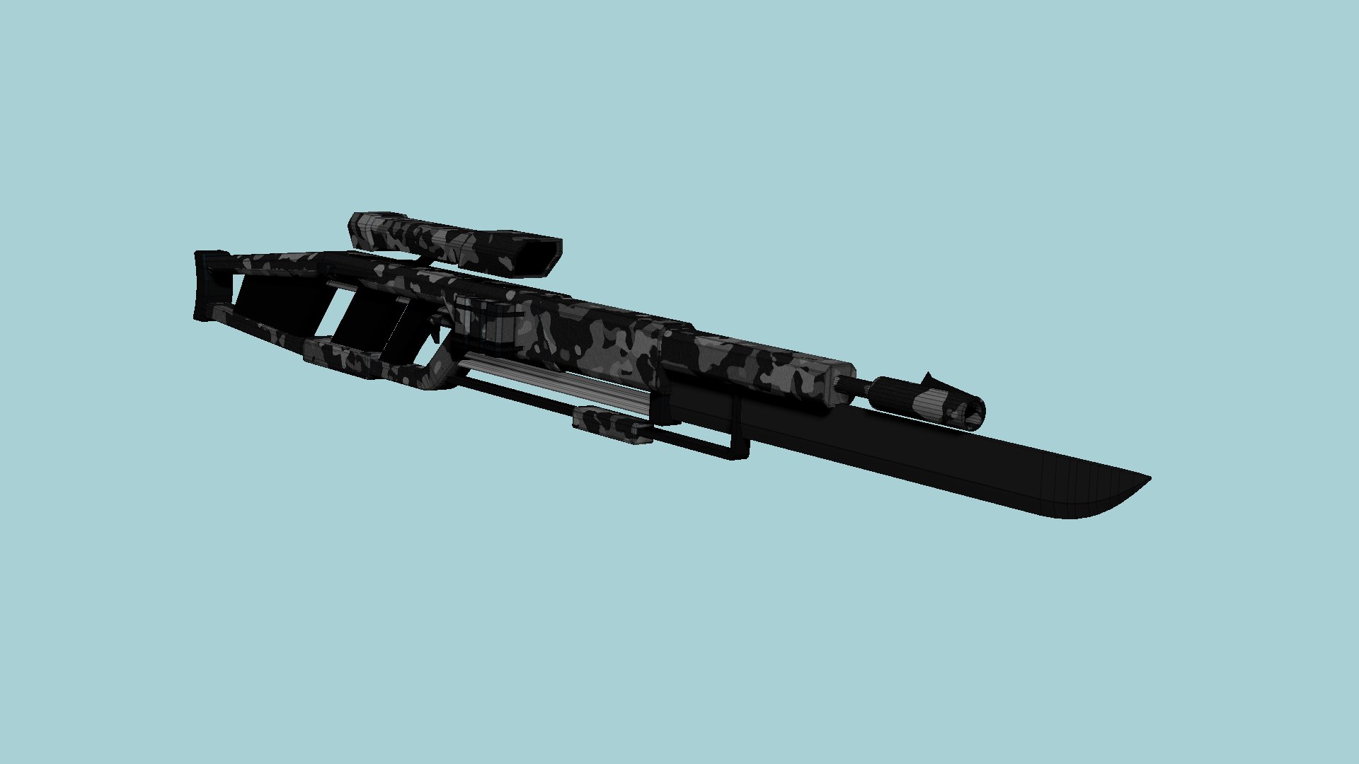 SciFi Sniper Gunblade A08 Black Camouflage - Fiction Weaponry 3D model ...